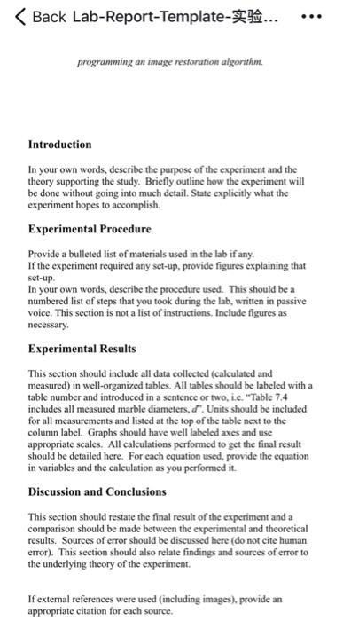 Solved Back Lab-Report-Template-$99... programming an image | Chegg.com