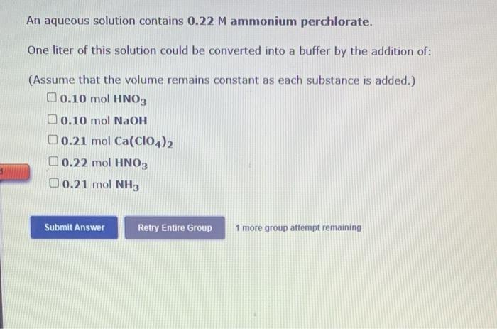 Solved An aqueous solution contains 0.22 M ammonium | Chegg.com