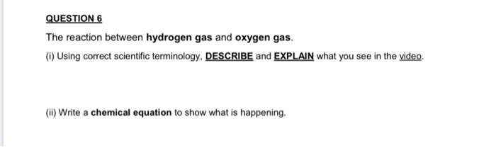 Solved QUESTION 6 The reaction between hydrogen gas and | Chegg.com