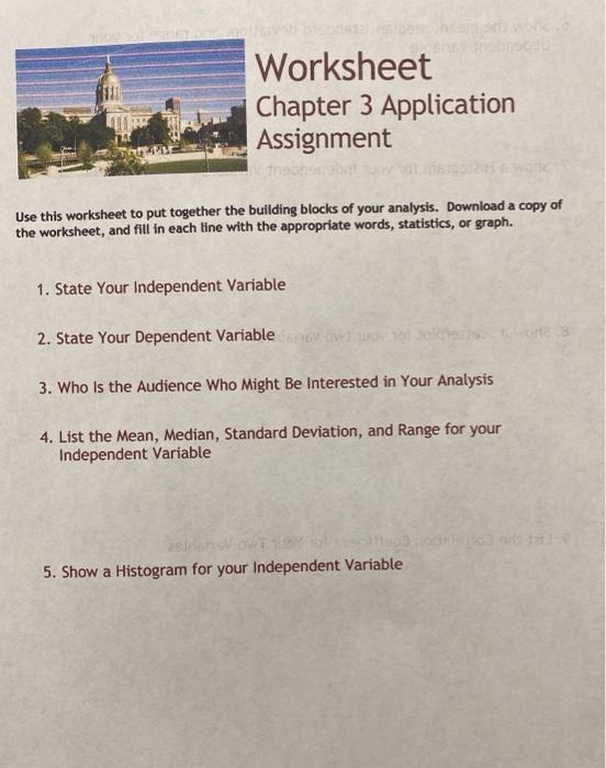 Solved Worksheet Chapter 3 Application Assignment Use this | Chegg.com