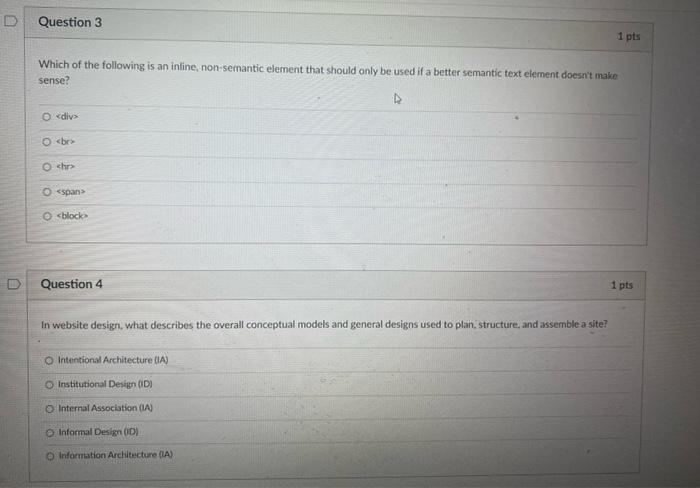 Solved Question 1 1 pts The best way, semantically, to embed | Chegg.com