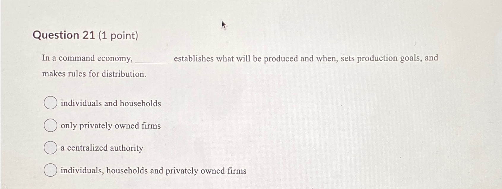 Solved Question 21 1 ﻿point In A Command Economy