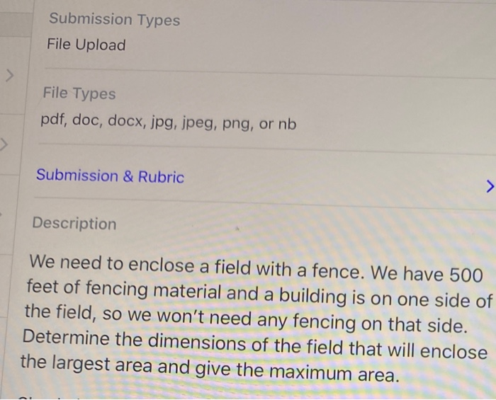 Solved Submission Types File Upload File Types pdf, doc, | Chegg.com