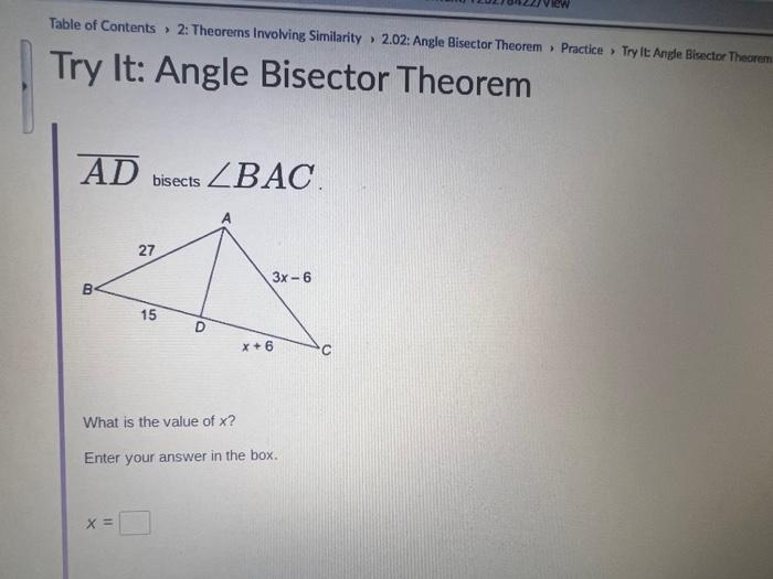 Solved Try It: Angle Bisector Theorem ADbisects ∠BAC. What | Chegg.com