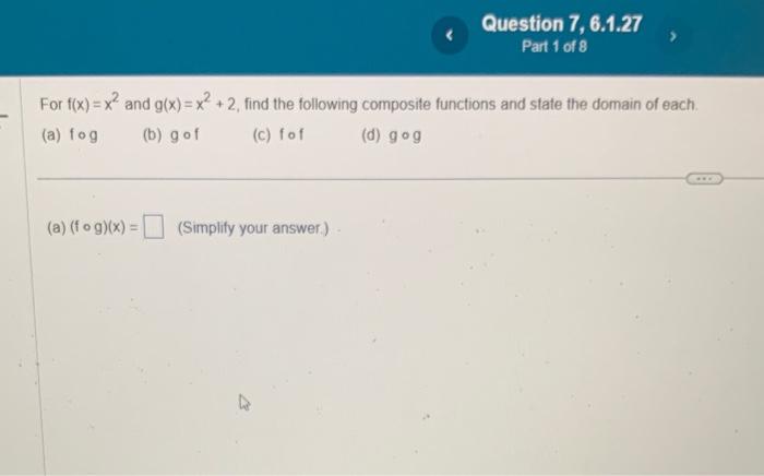 Solved For f(x)=x2 and g(x)=x2+2, find the following | Chegg.com