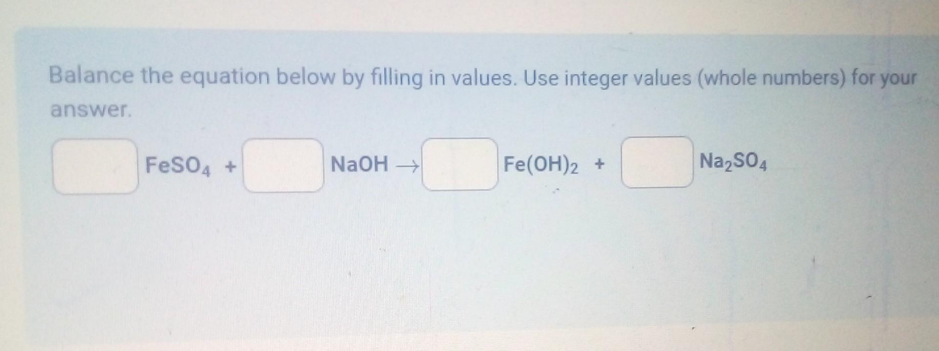Solved Balance the equation below by filling in values. Use | Chegg.com