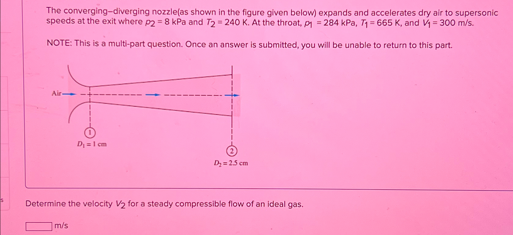 Solved The converging-diverging nozzle(as shown in the | Chegg.com