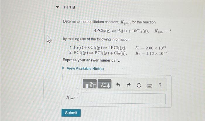 Solved Determine the value of the equilibrium constant, | Chegg.com