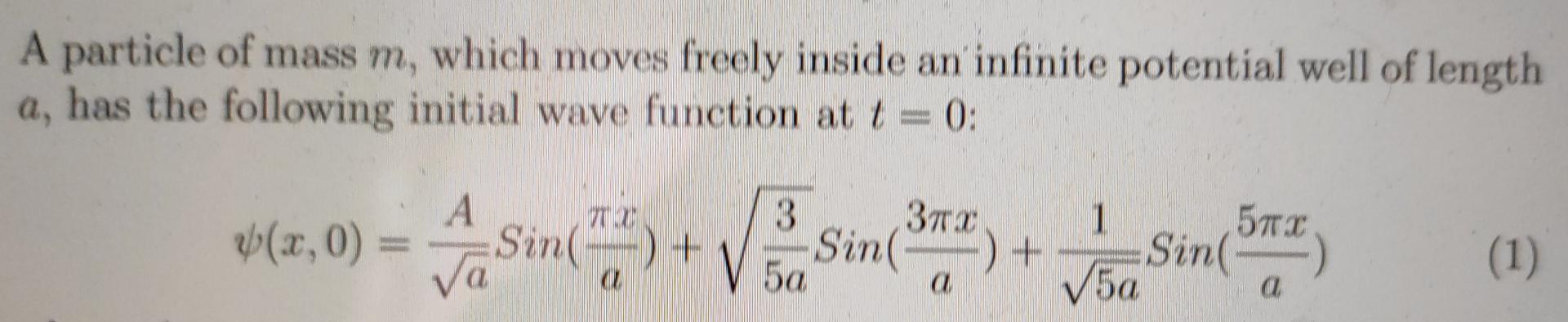 Solved A particle of mass m, which moves freely inside an | Chegg.com