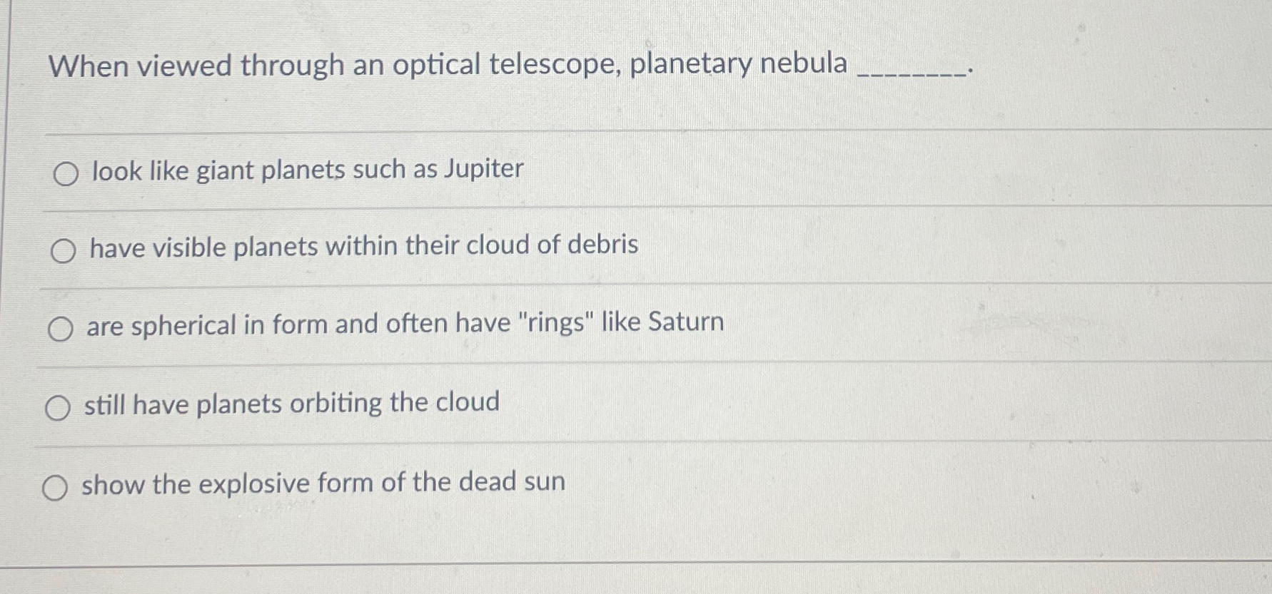 Solved When viewed through an optical telescope, planetary | Chegg.com