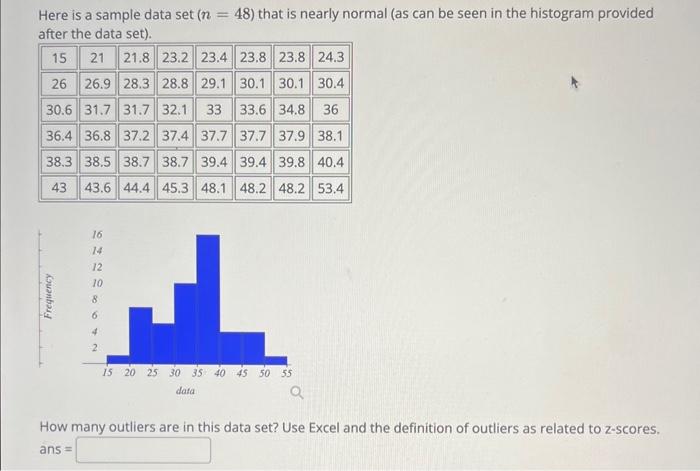 Solved Here is a sample data set (n=48 ) that is nearly | Chegg.com