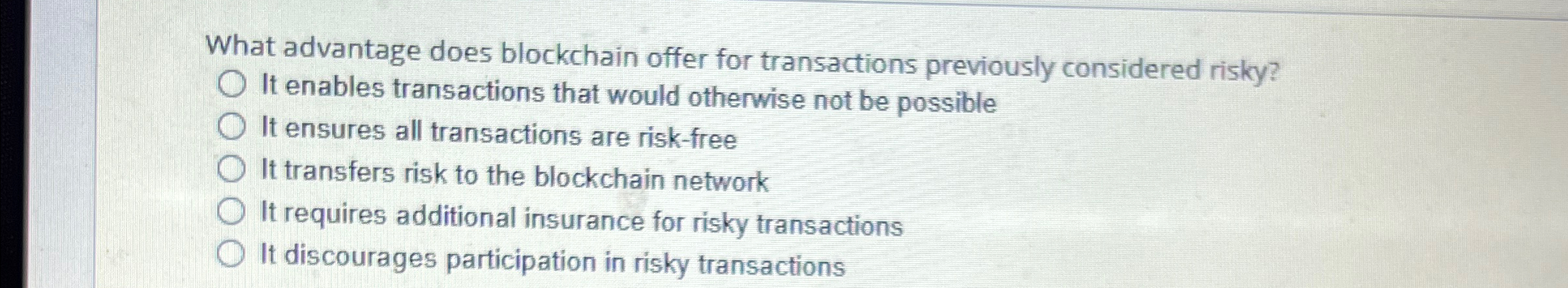 Solved What advantage does blockchain offer for transactions | Chegg.com