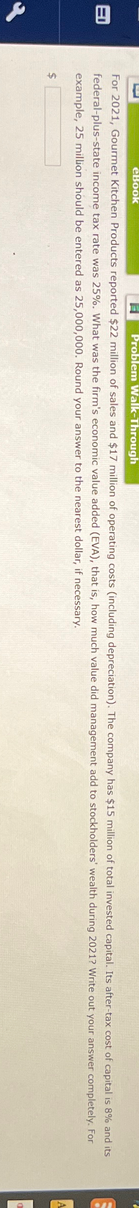 Solved example, 25 ﻿million should be entered as 25,000,000. | Chegg.com