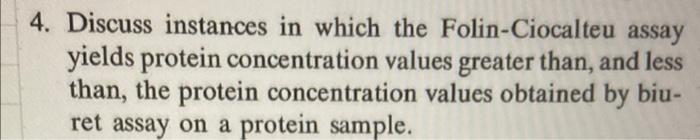 Solved Discuss instances in which the folin-ciocalteu assay | Chegg.com