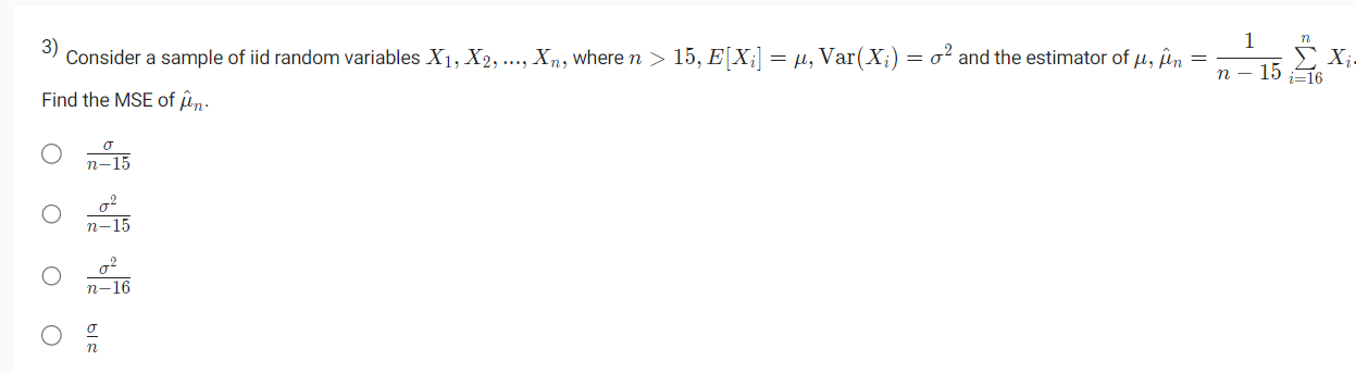 Consider a sample of iid random variables | Chegg.com
