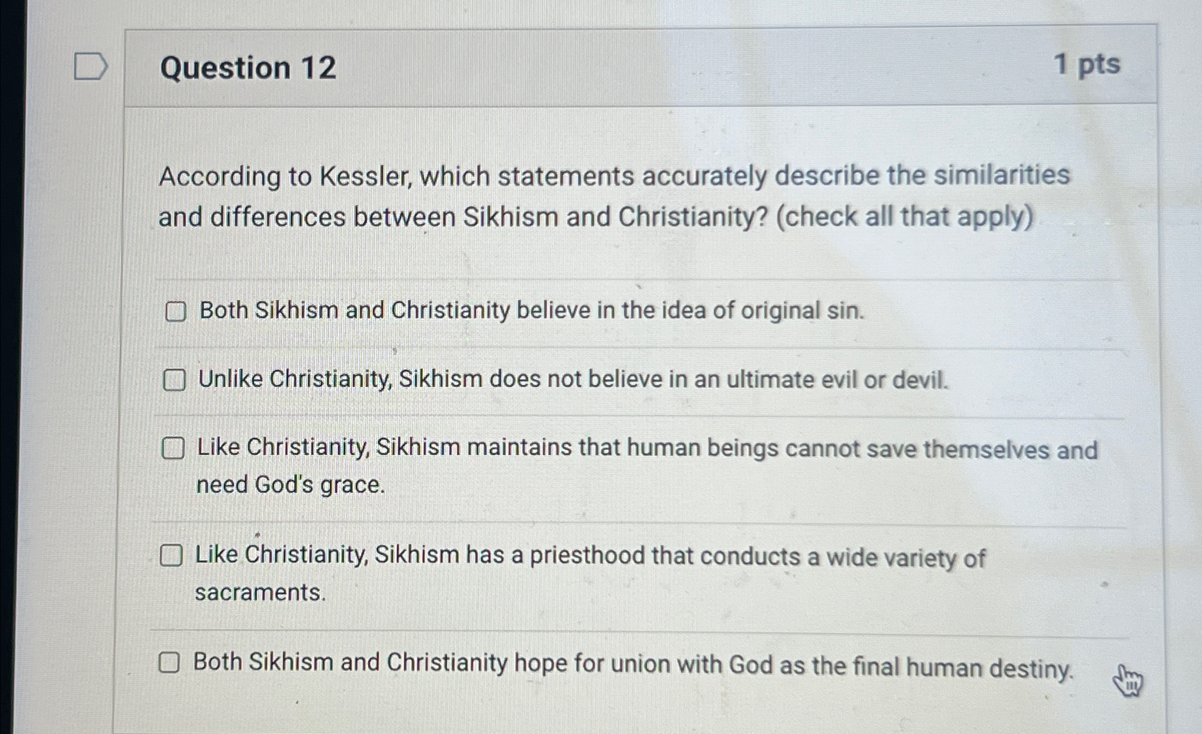 Solved Question 121 ﻿ptsAccording to Kessler, which | Chegg.com