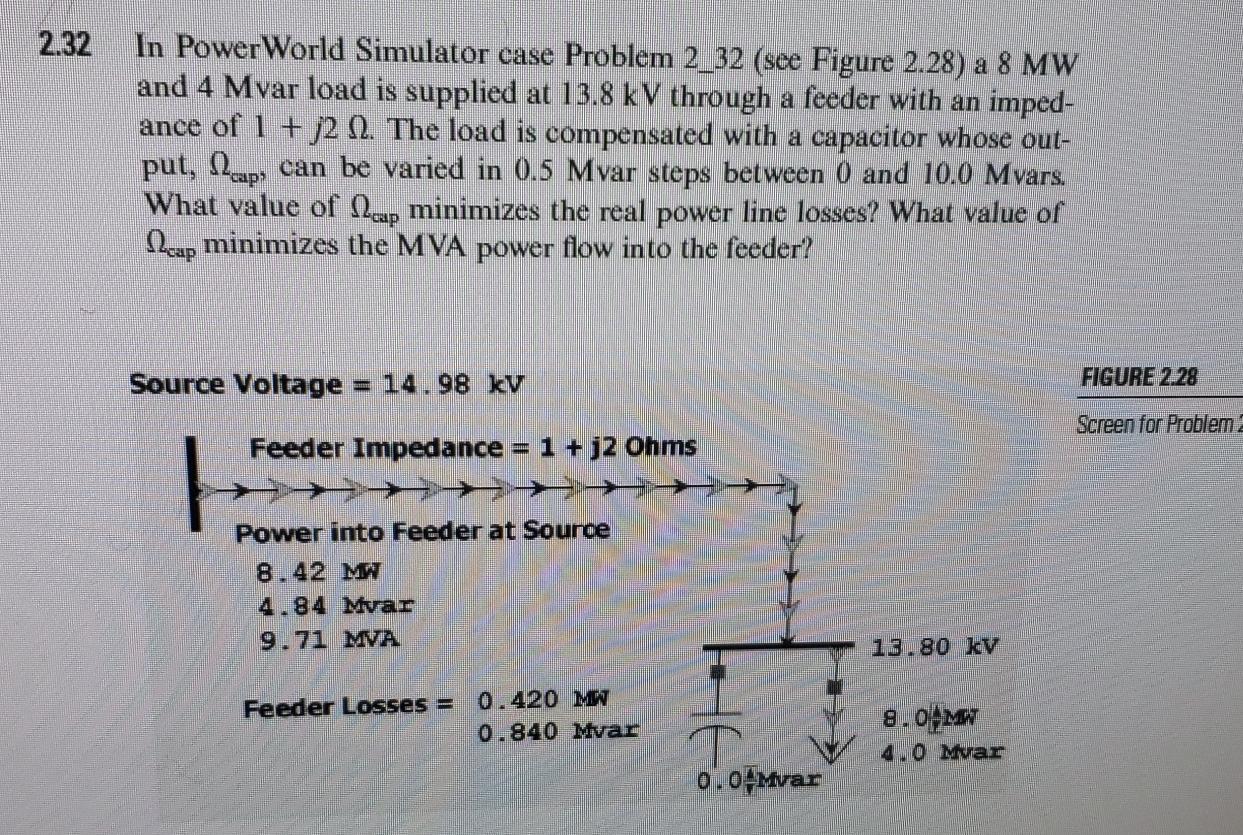 Solved 2.32 In PowerWorld Simulator case Problem 2_32 (see | Chegg.com