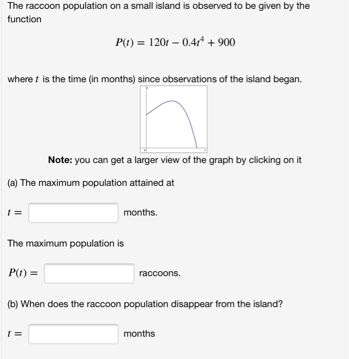 Solved The raccoon population on a small island is observed | Chegg.com