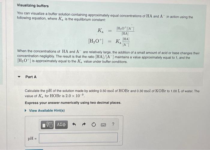 Solved You can visualize a buffer solution containing | Chegg.com