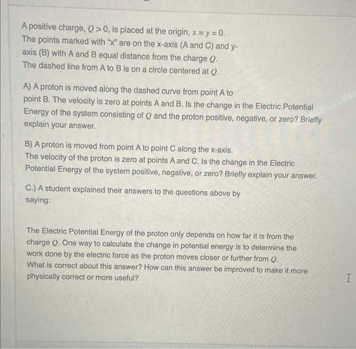 Solved A positive charge, 𝑄 > 0, is placed at the origin, | Chegg.com