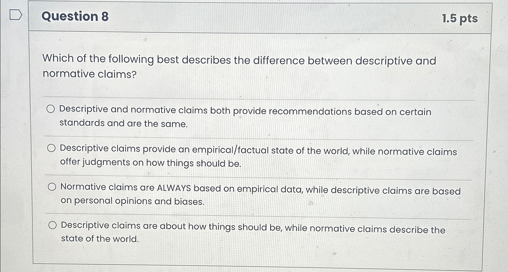 Solved Which of the following best describes the difference | Chegg.com