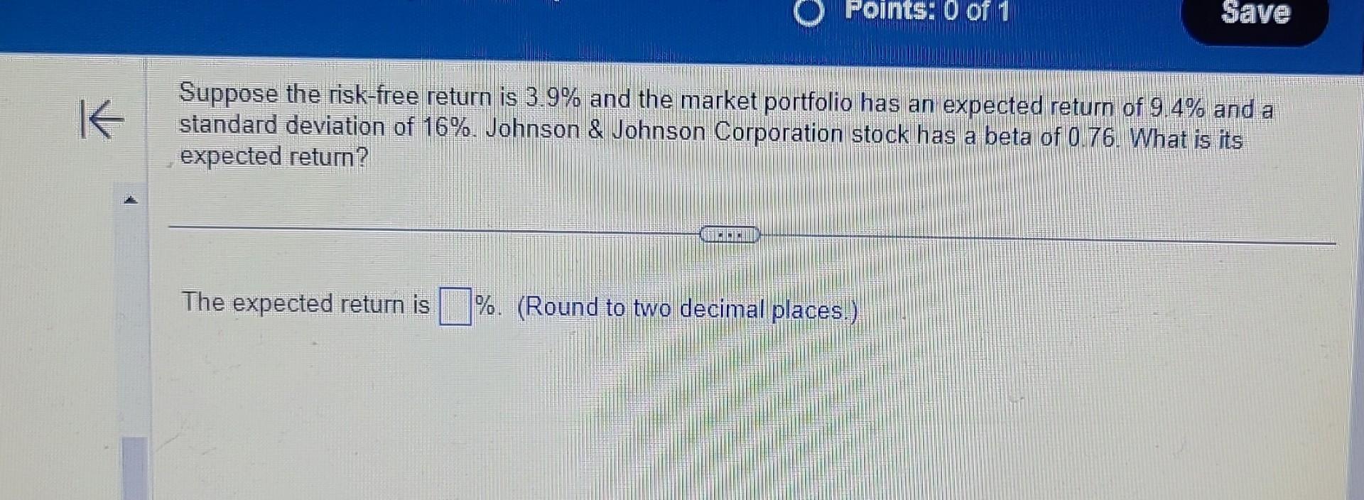Solved Suppose the risk-free return is 3.9% and the market | Chegg.com