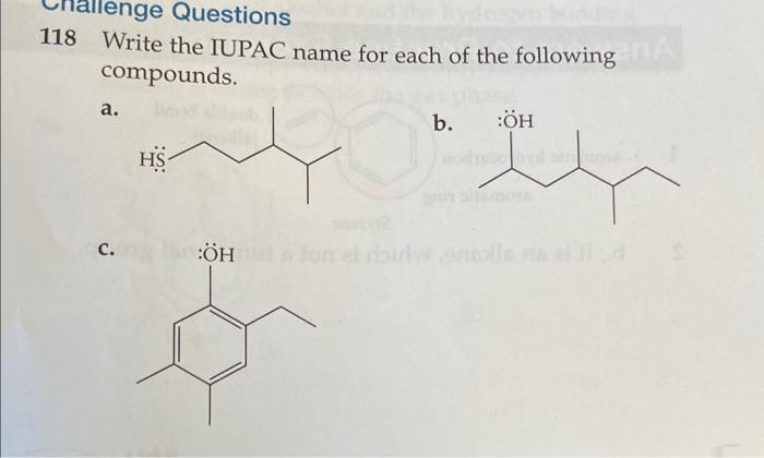 Solved challenge Questions 118 Write the IUPAC name for each | Chegg.com