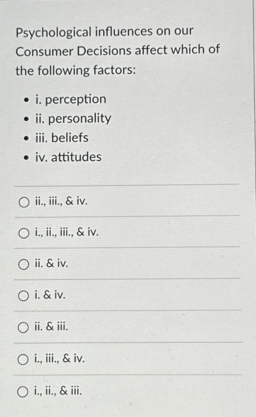 Solved Psychological influences on our Consumer Decisions | Chegg.com