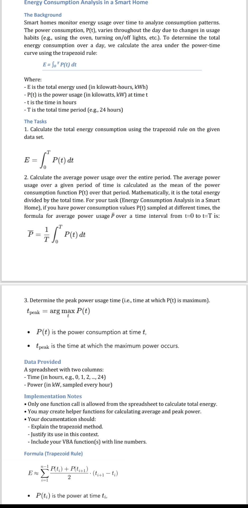 Solved (WRITE A VBA CODE IN EXCEL).Energy Consumption | Chegg.com
