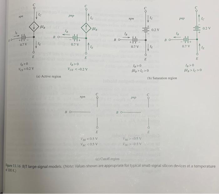 Solved P13.42. Use the large-signal models shown in Figure | Chegg.com