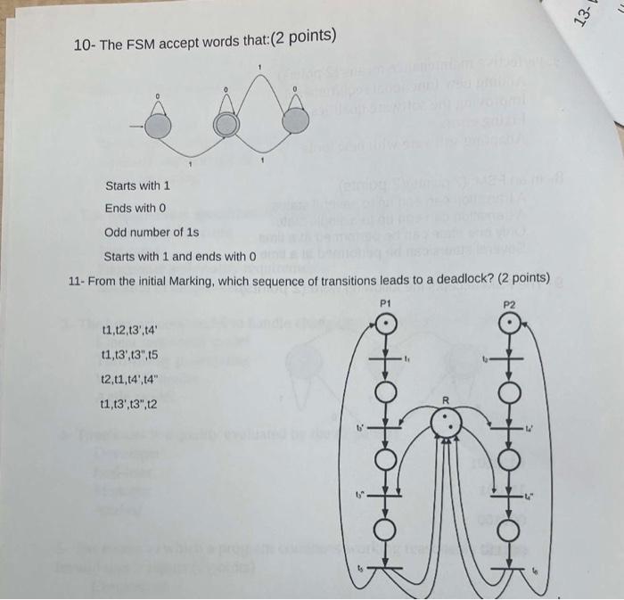 Solved 10- The FSM accept words that:(2 points) Starts with | Chegg.com