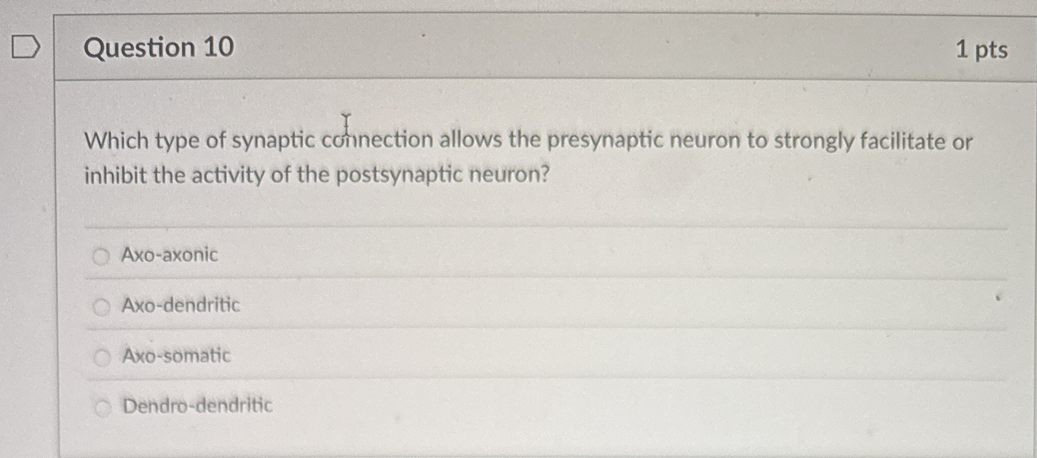 Solved Question 101 ﻿ptsWhich type of synaptic cofnnection | Chegg.com