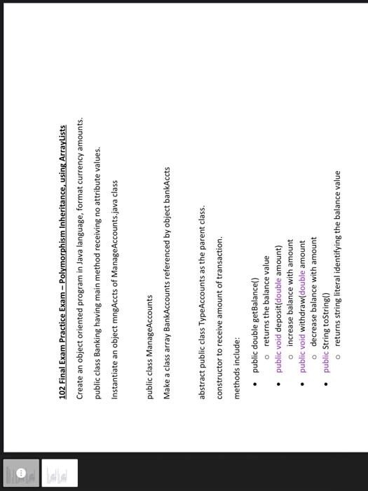 102 Final Exam Practice Exam - Polymorphism | Chegg.com