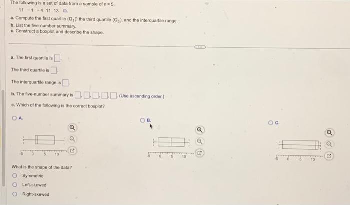 Solved The following is a set of data from a sample of n=5. | Chegg.com