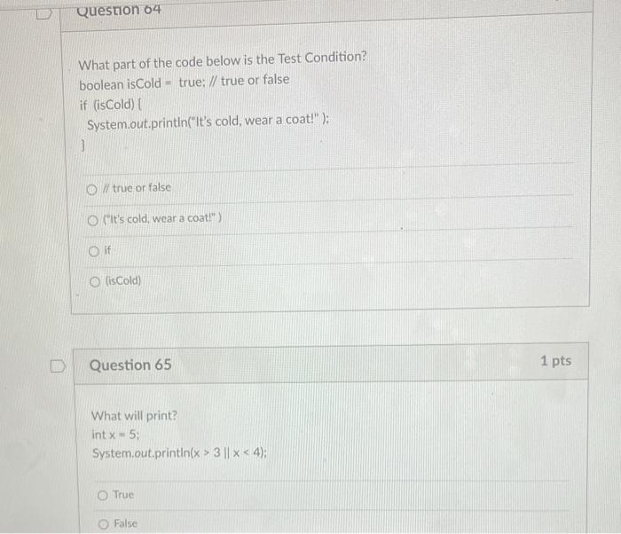 Solved What part of the code below is the Test Condition? | Chegg.com