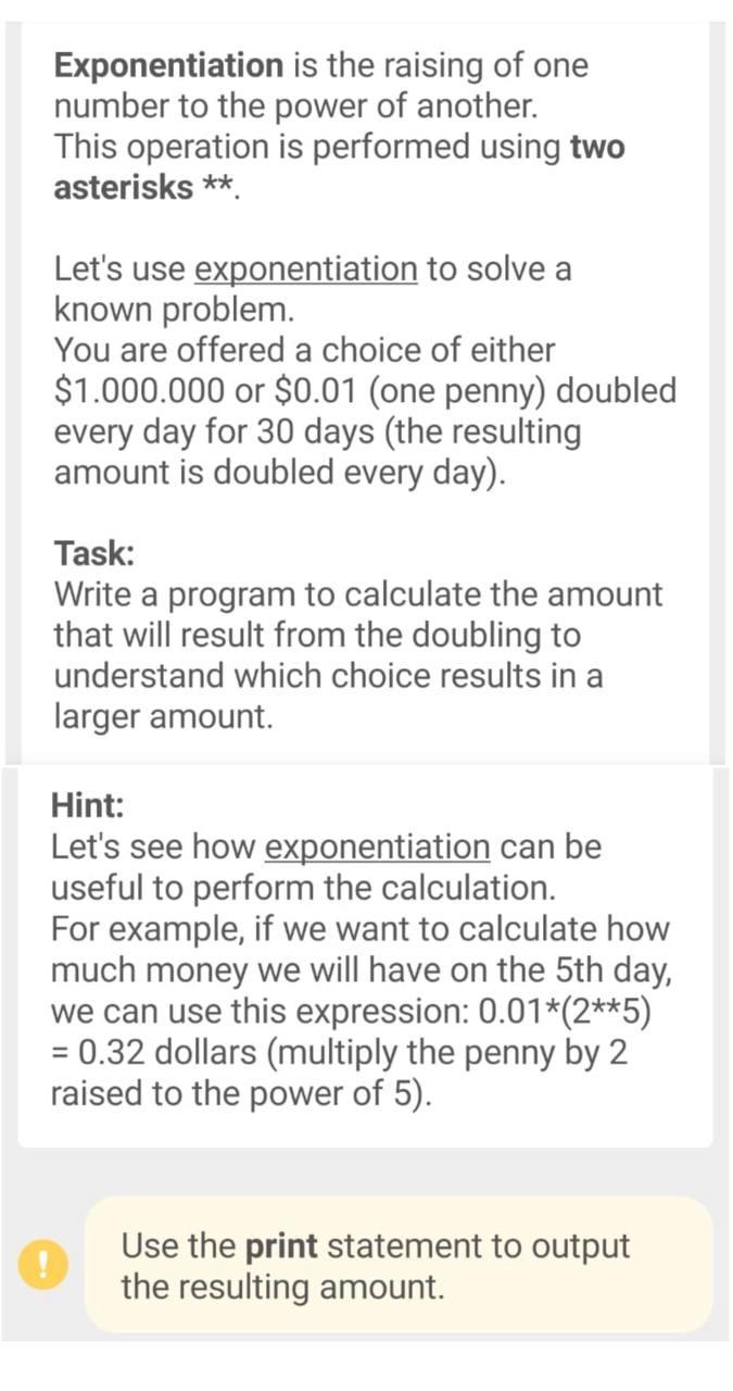 Solved Exponentiation is the raising of one number to the | Chegg.com