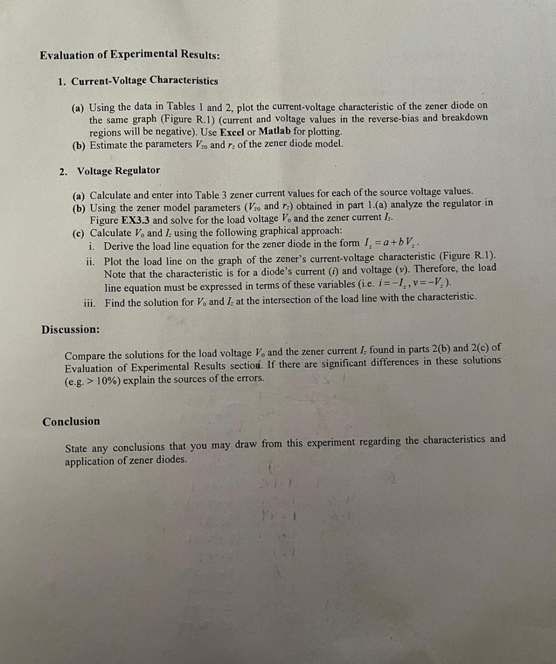 Solved EENG341 ELECTRONICS I LAB EXPERIMENT 3 ZENER DIODES | Chegg.com
