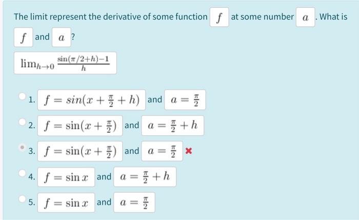 Solved The limit represent the derivative of some function | Chegg.com