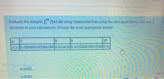 Solved Evaluate the integral zº f(x) dx using Trapezoidal | Chegg.com
