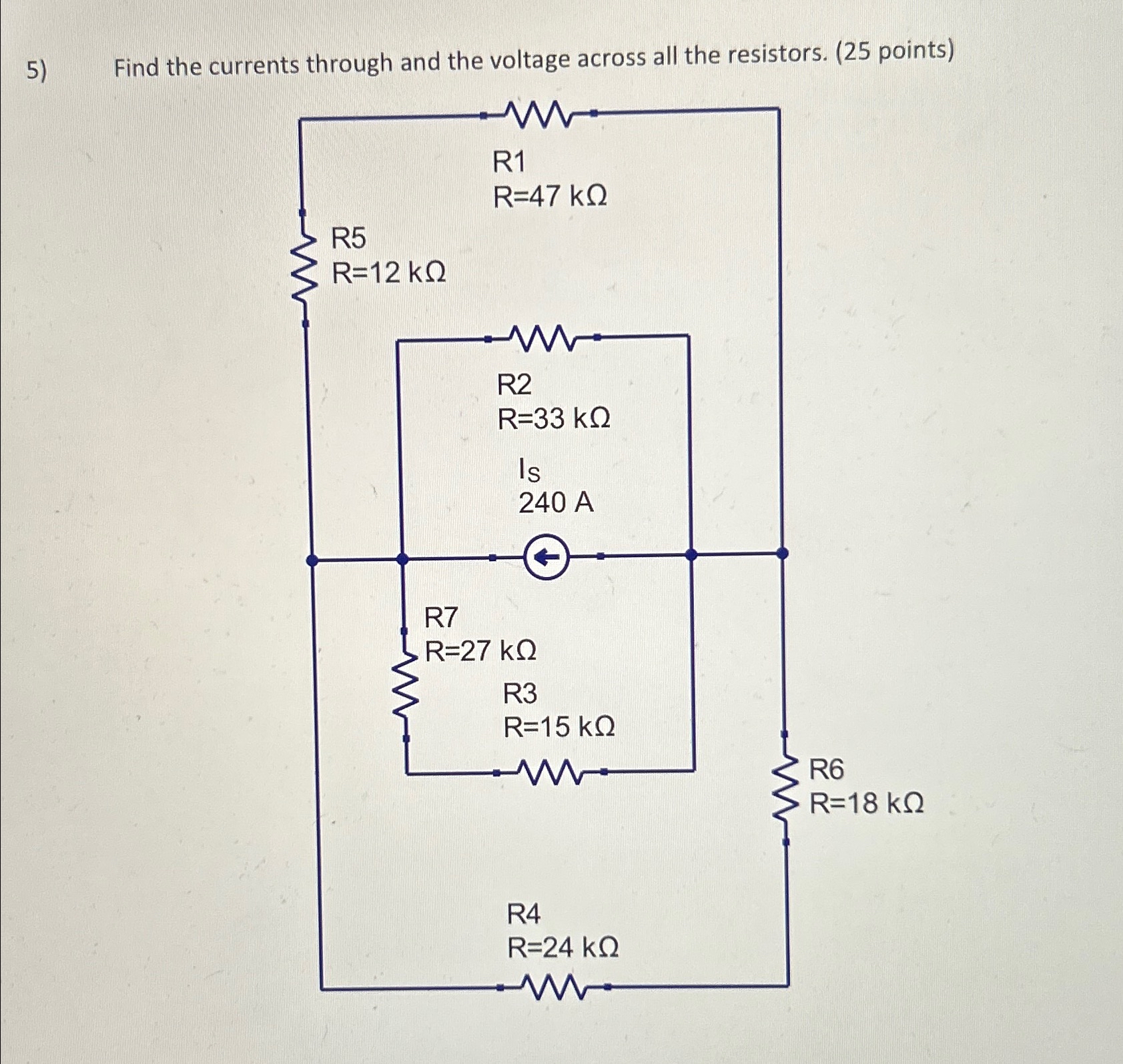 Solved Find the currents through and the voltage across all | Chegg.com