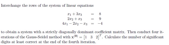 Solved Interchange the rows of the system of linear | Chegg.com