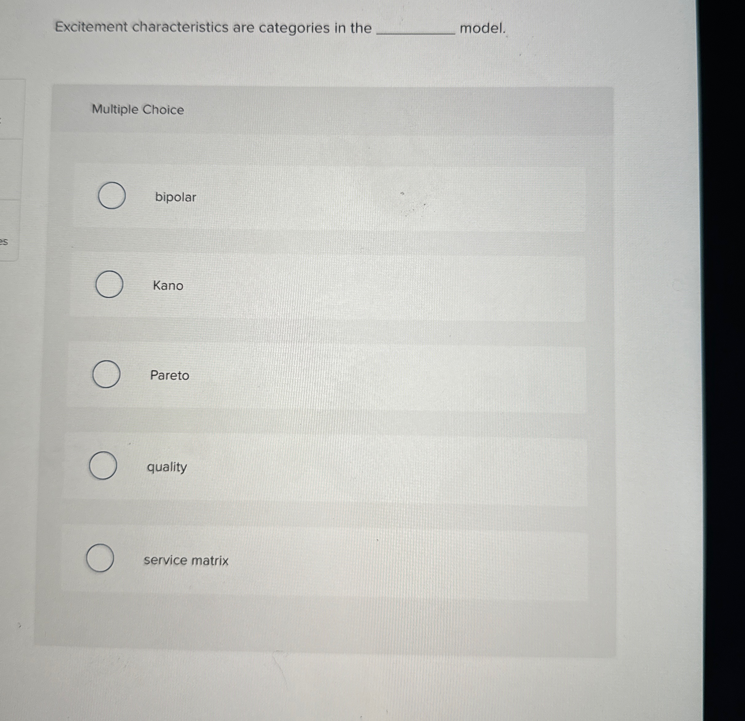 Solved Excitement characteristics are categories in | Chegg.com