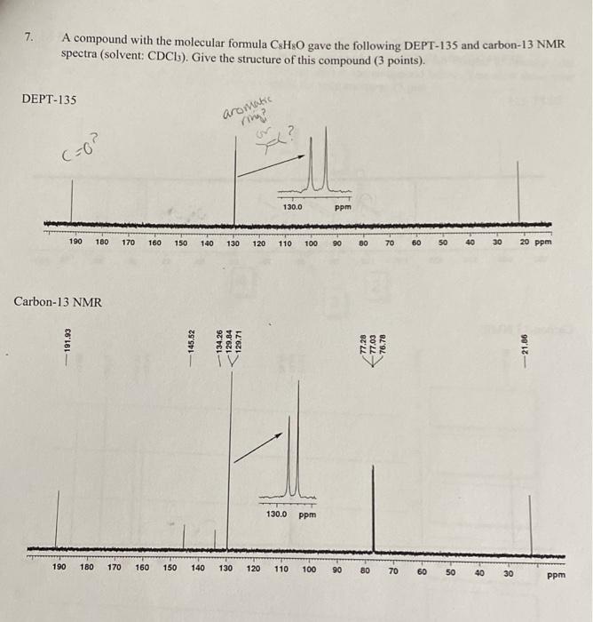 Solved 7. A compound with the molecular formula C8H8O gave | Chegg.com