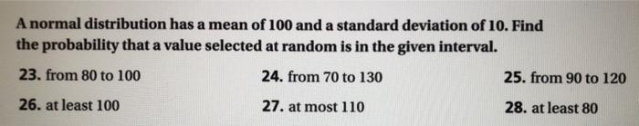 Solved A normal distribution has a mean of 100 and a | Chegg.com