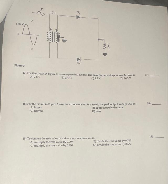 Solved 17) For the circuit in Figure 3, assume practical | Chegg.com
