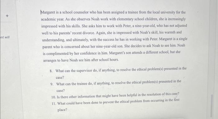 Solved Margaret is a school counselor who has been assigned | Chegg.com