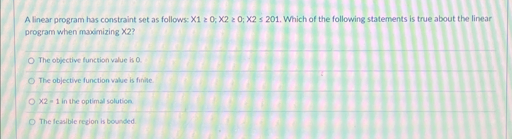 Solved A Linear Program Has Constraint Set As Follows