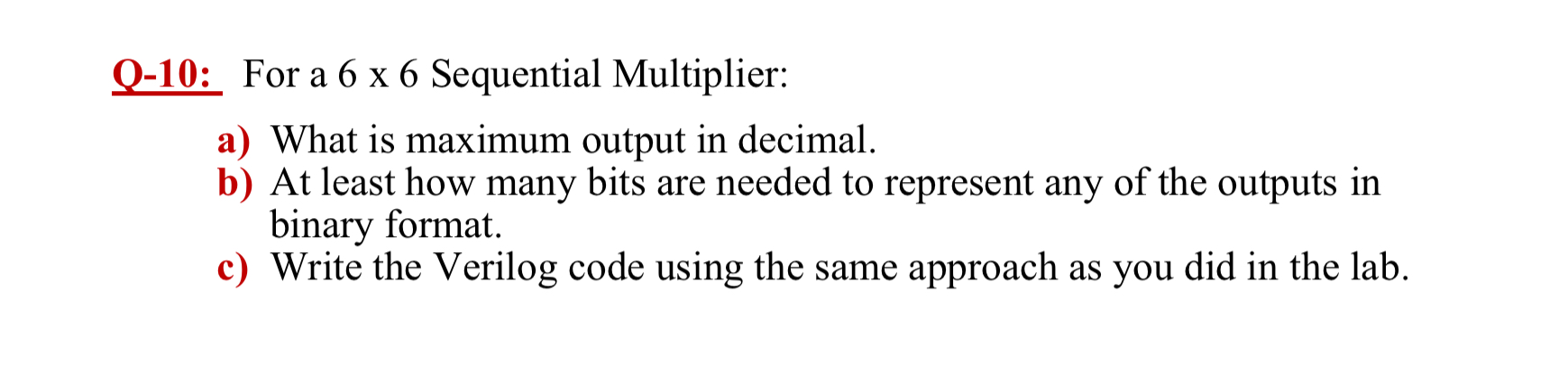 Solved Q-10: For a \( 6 \times 6 \) ﻿Sequential | Chegg.com
