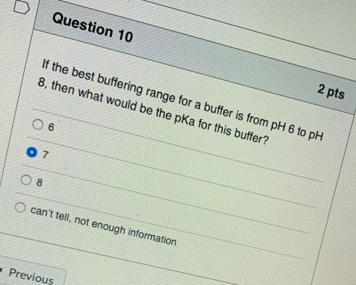 Solved Question 10 If the best buffering range for a buffer | Chegg.com