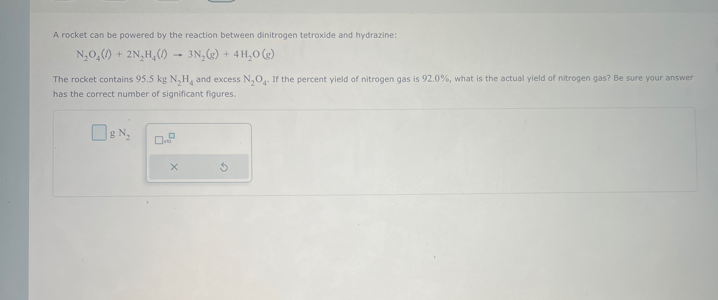Solved A rocket can be powered by the reaction between | Chegg.com